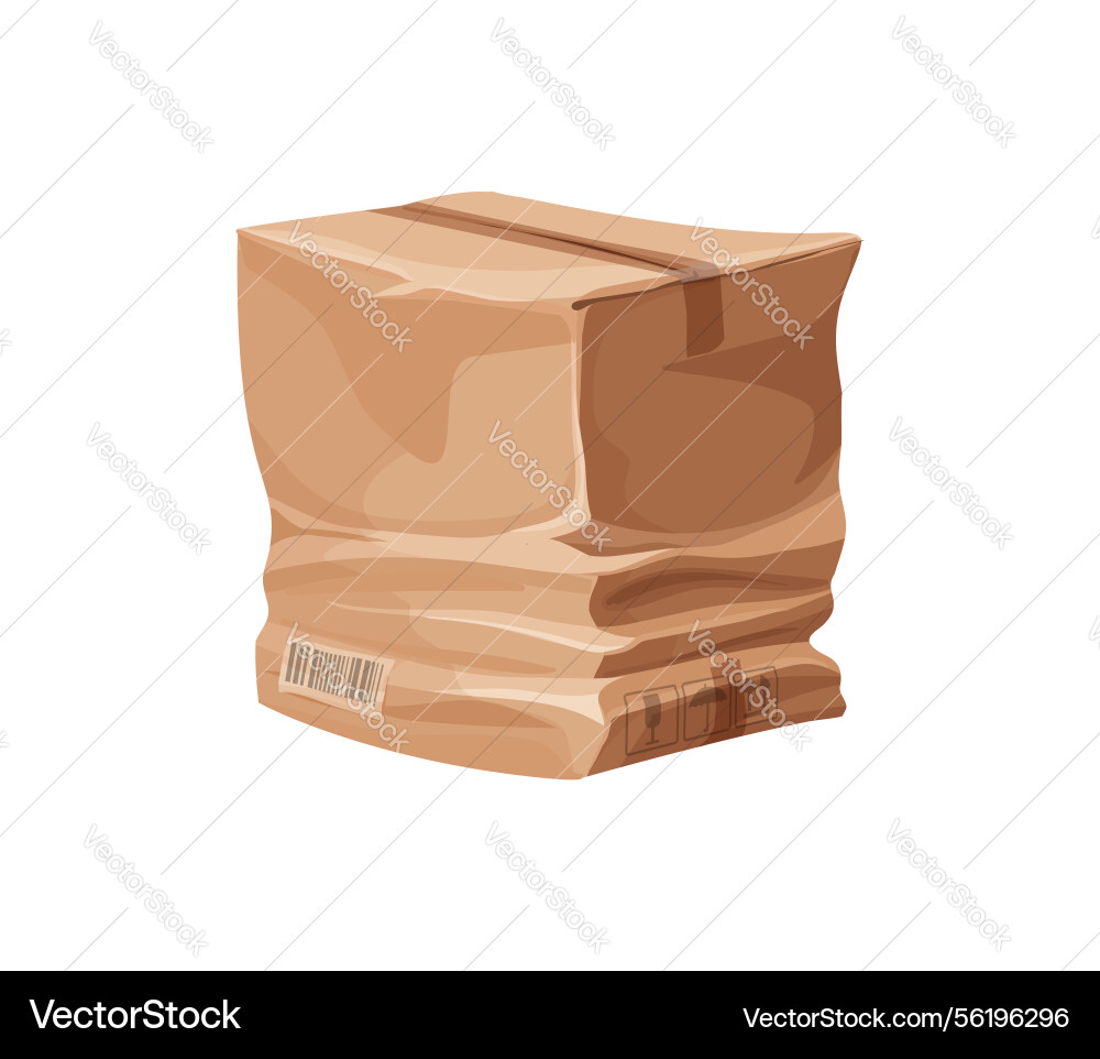 Deformed broken damaged crumpled cardboard box Vector Image
