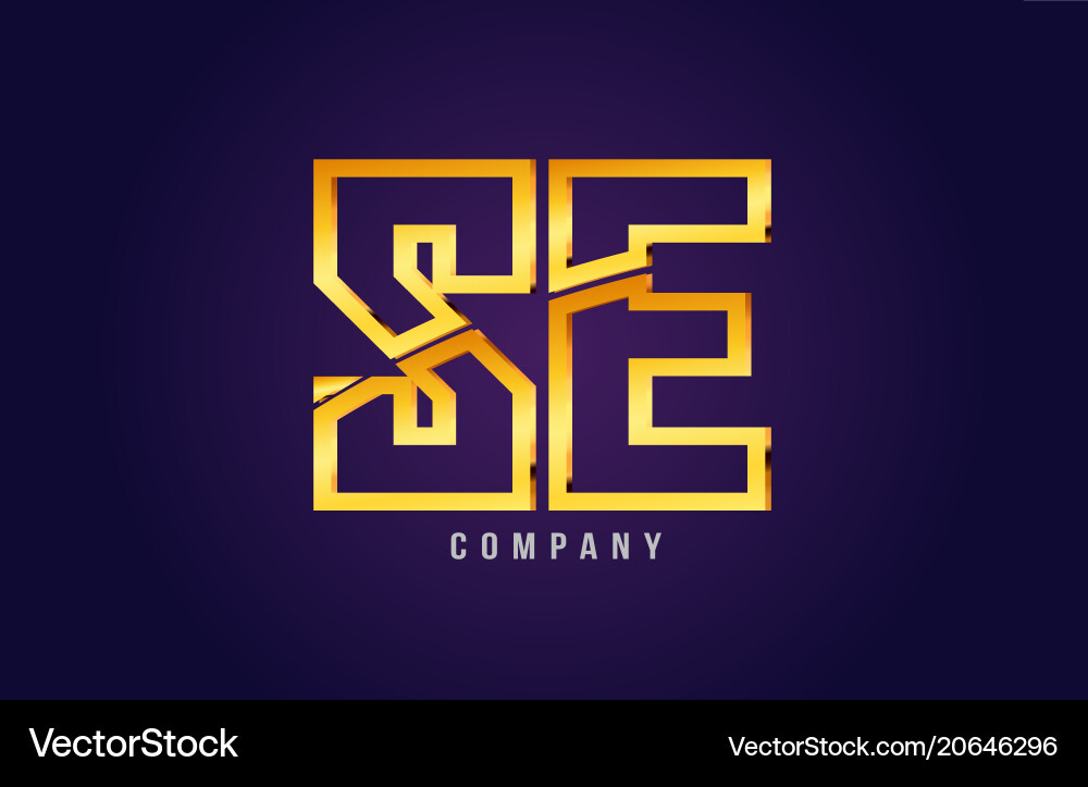 Gold golden alphabet letter se s e logo Royalty Free Vector