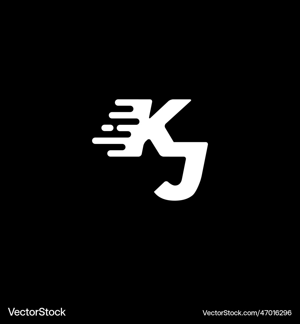 Letter kj fast speed technology modern logo design