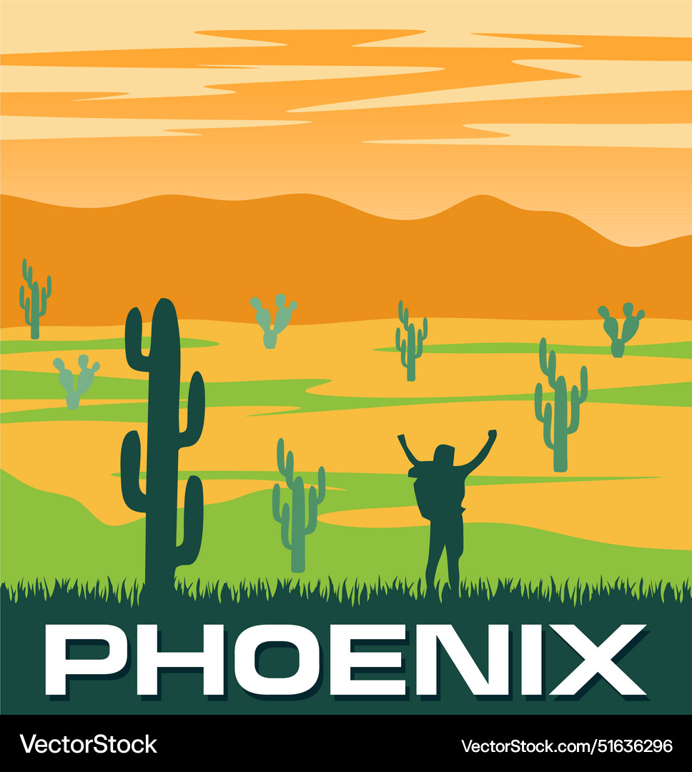 Phoenix arizona with beautiful views Royalty Free Vector