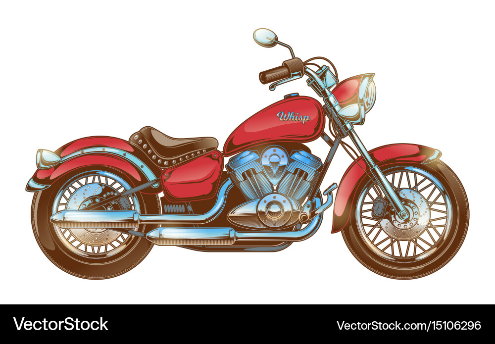 Red Vintage Motorcycle Chopper Royalty Free Vector Image