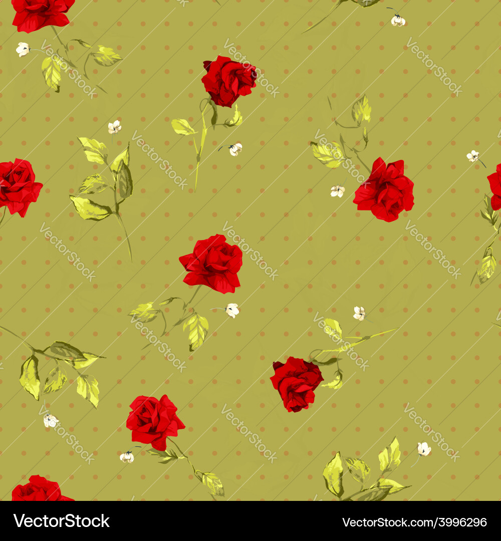 Seamless floral pattern with red roses Royalty Free Vector