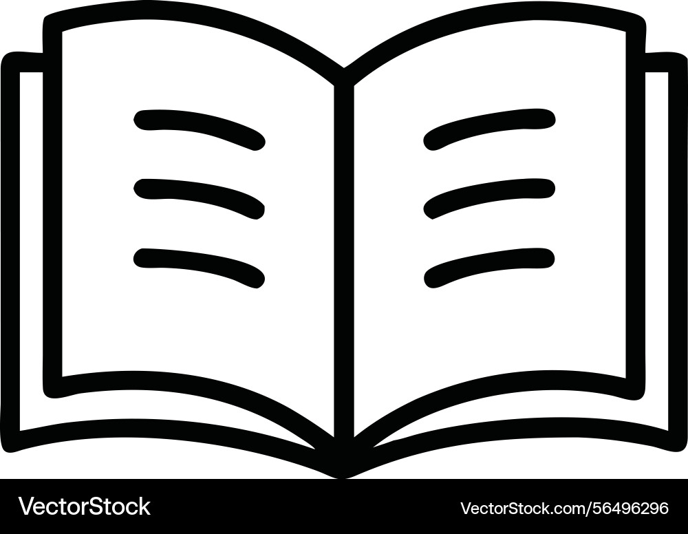 Simple black and white open book icon depicting Vector Image