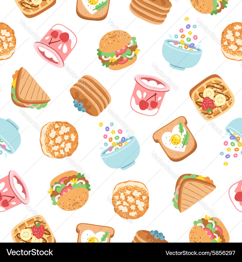 Breakfast Food Pattern Royalty Free Vector Image