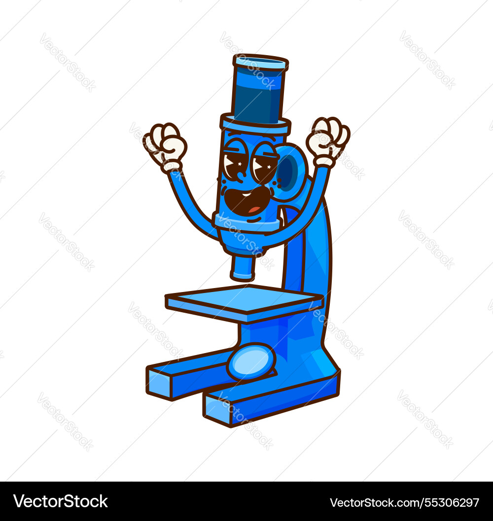Cartoon groovy microscope school retro character Vector Image
