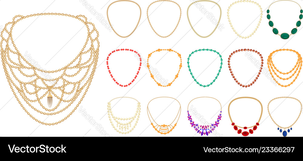 Cartoon Necklace Icon Set Royalty Free Vector Image