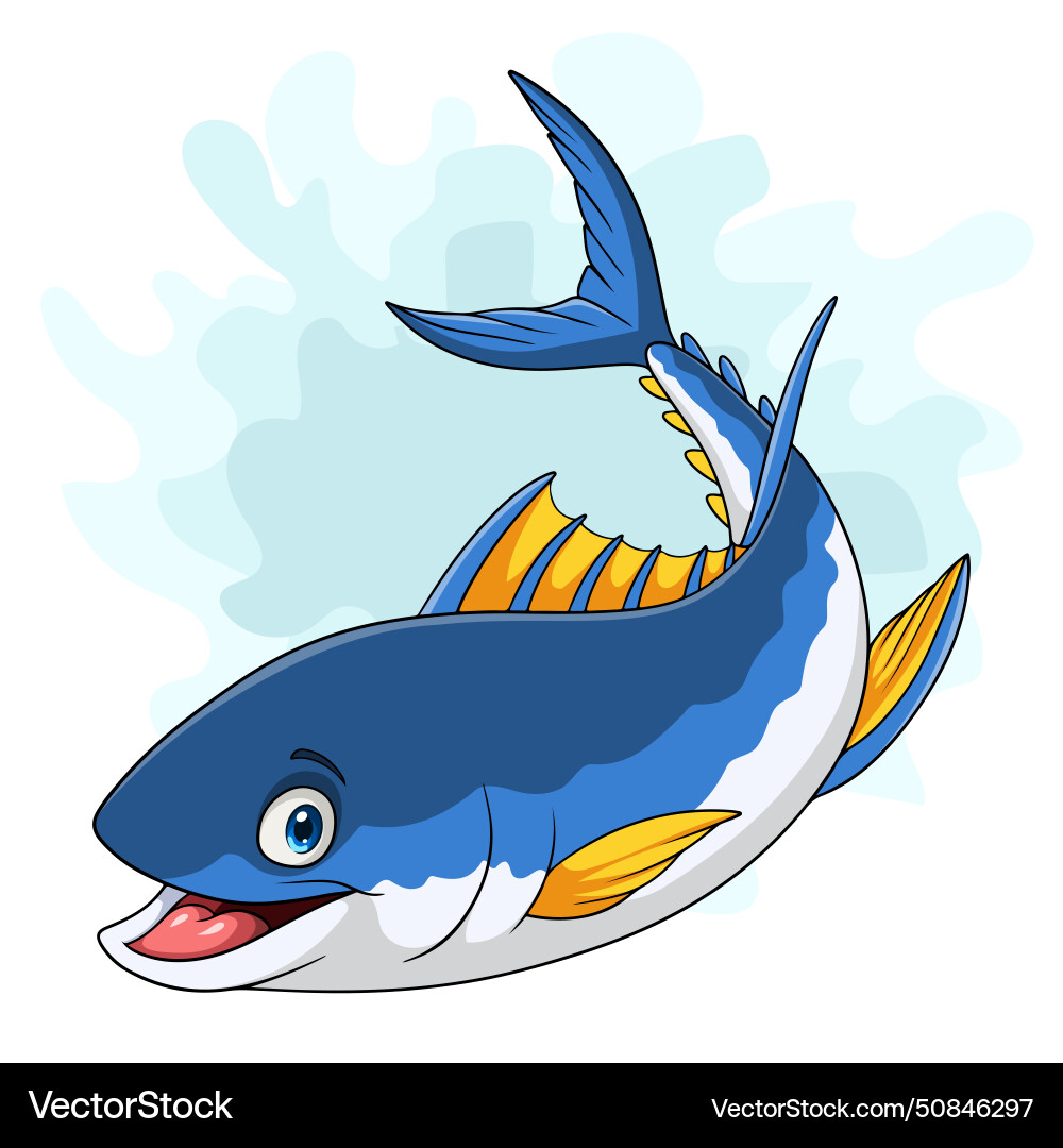 Cartoon tuna fish on white background Royalty Free Vector