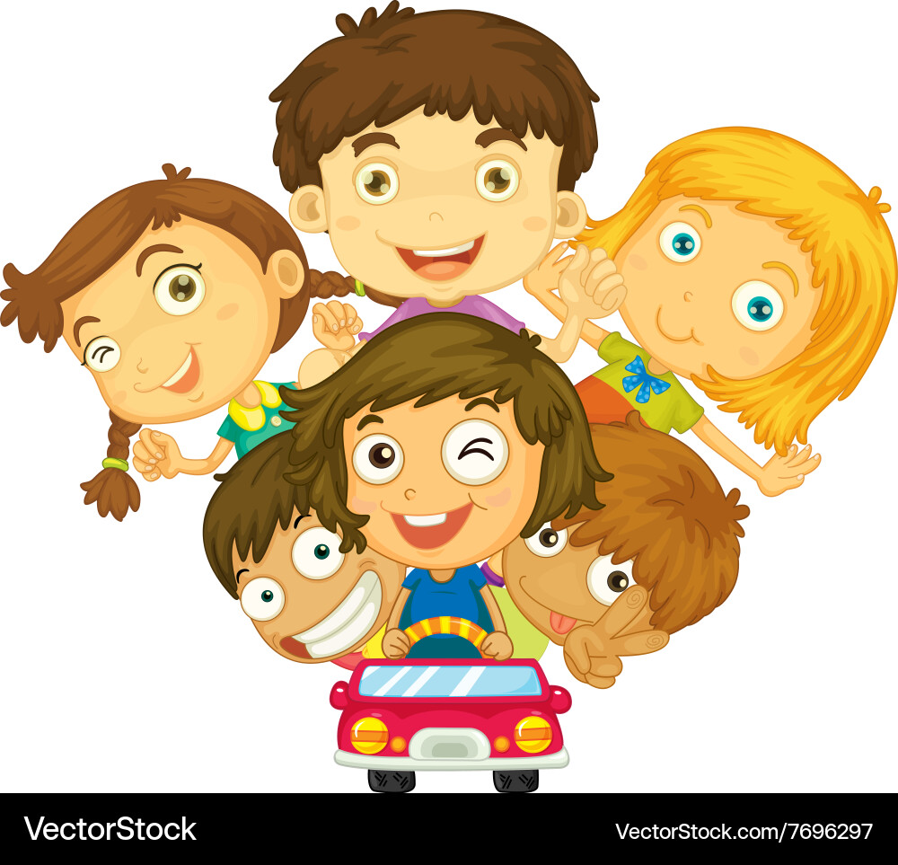Children driving private car Royalty Free Vector Image