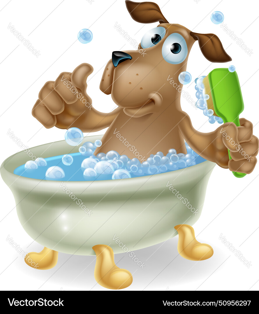 Dog in bubble bath cartoon Royalty Free Vector Image