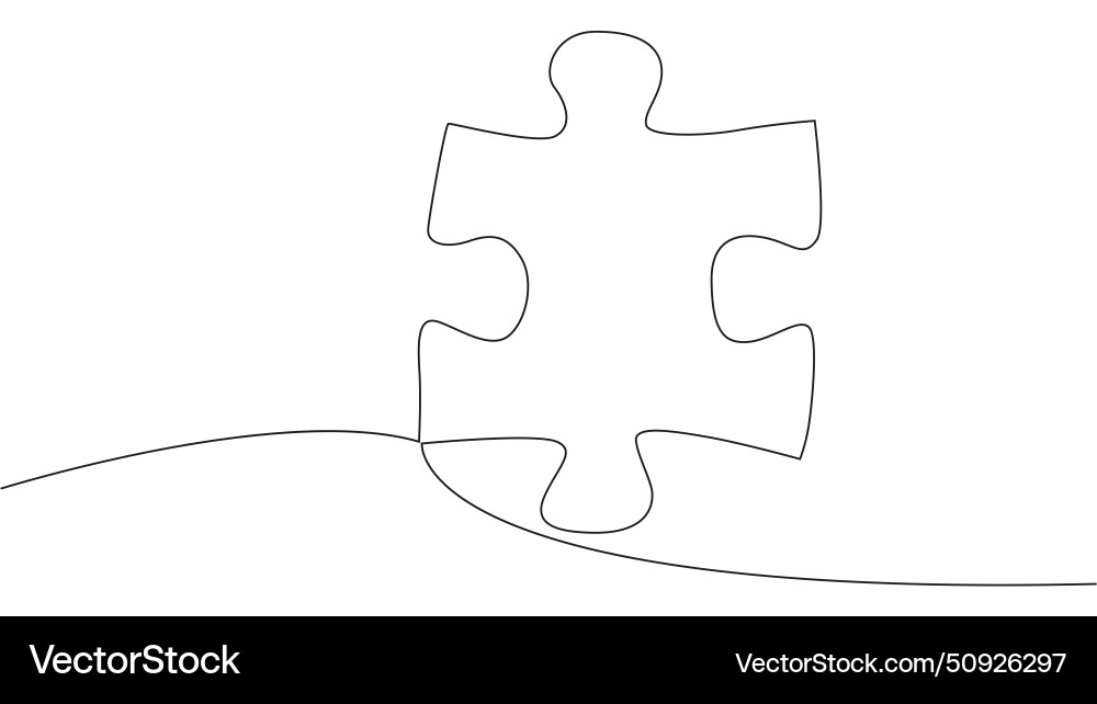 One line connecting puzzle pieces Royalty Free Vector Image