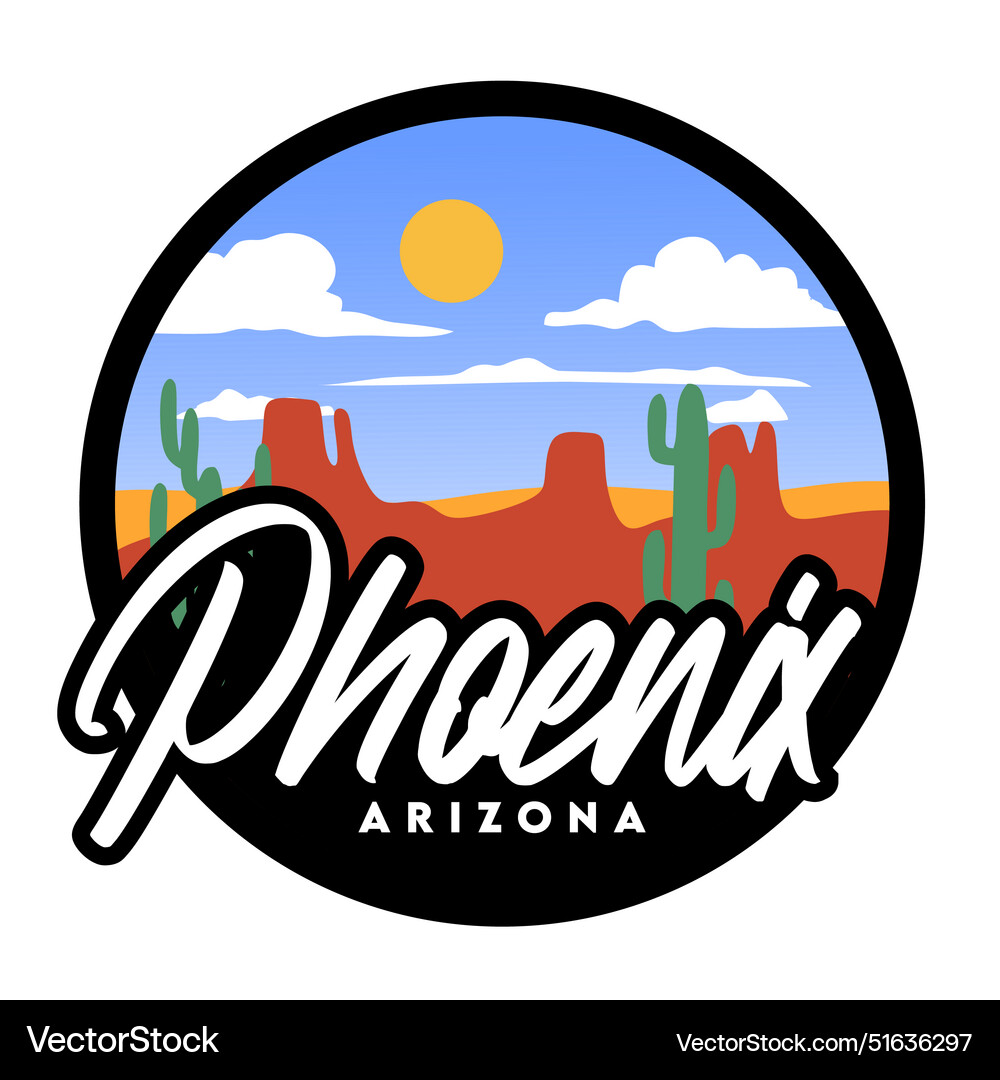 Phoenix City Skyline, Arizona Royalty Free Vector Image