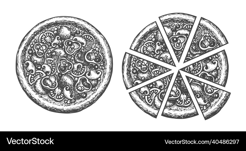 Pizza Slice Sketch Set Royalty Free Vector Image