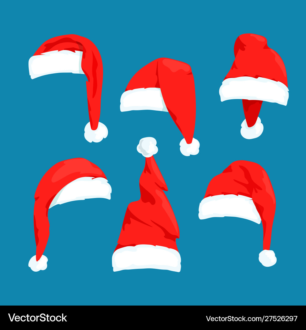 Santa claus red hats set Royalty Free Vector Image