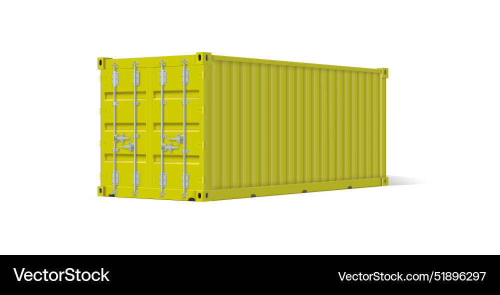 Yellow closed 3d cargo container side view Vector Image