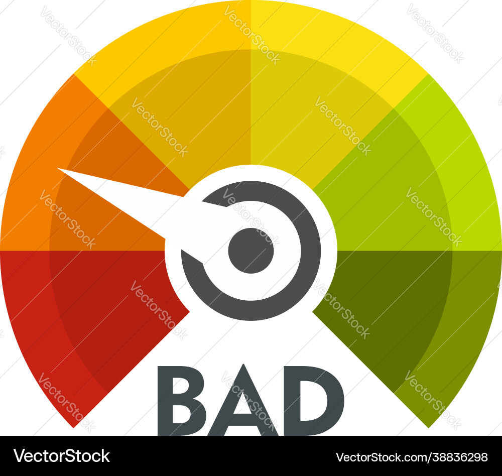 Bad credit score icon flat isolated Royalty Free Vector