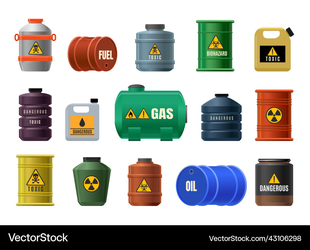 Chemical Waste & Hazardous Containers Vector Image