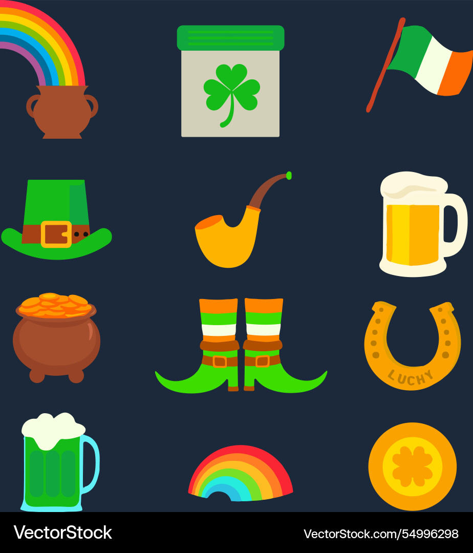 Colorful st patricks day element collection Vector Image
