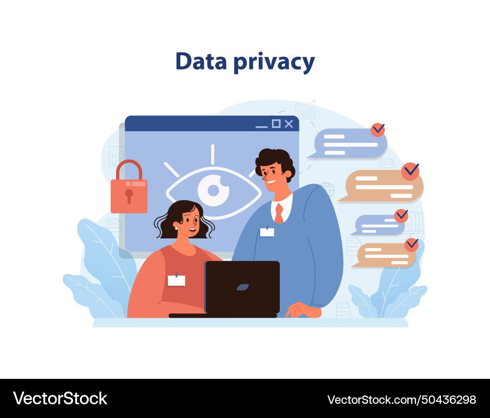 Data privacy concept flat Royalty Free Vector Image