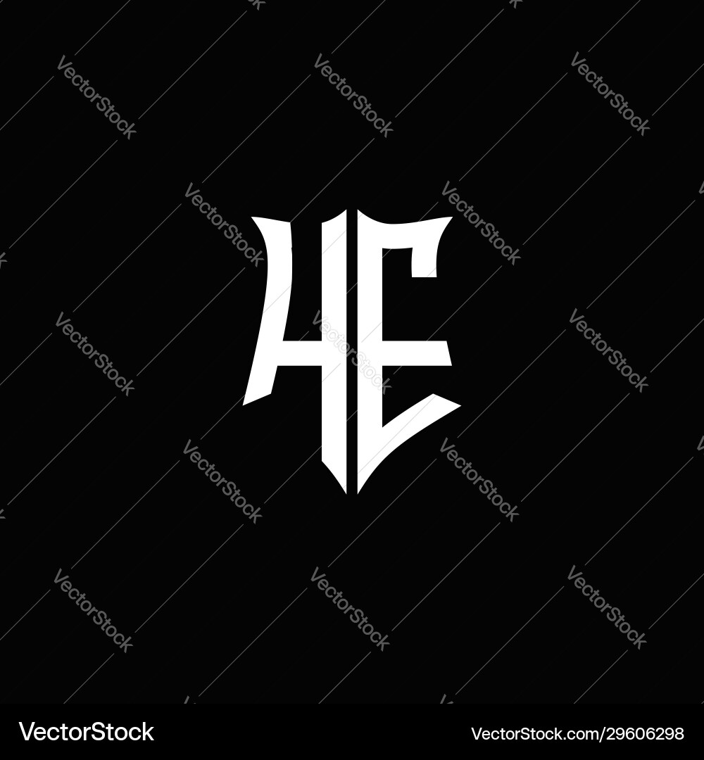 He monogram letter logo ribbon with shield style Vector Image