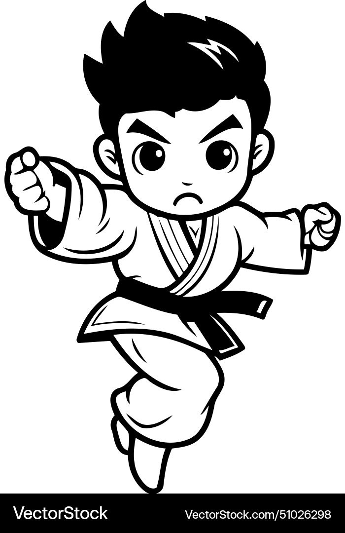 Karate boy cartoon character Royalty Free Vector Image