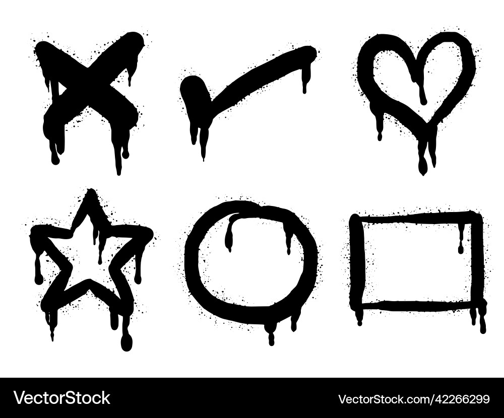 Collection of spray painted graffiti check mark Vector Image