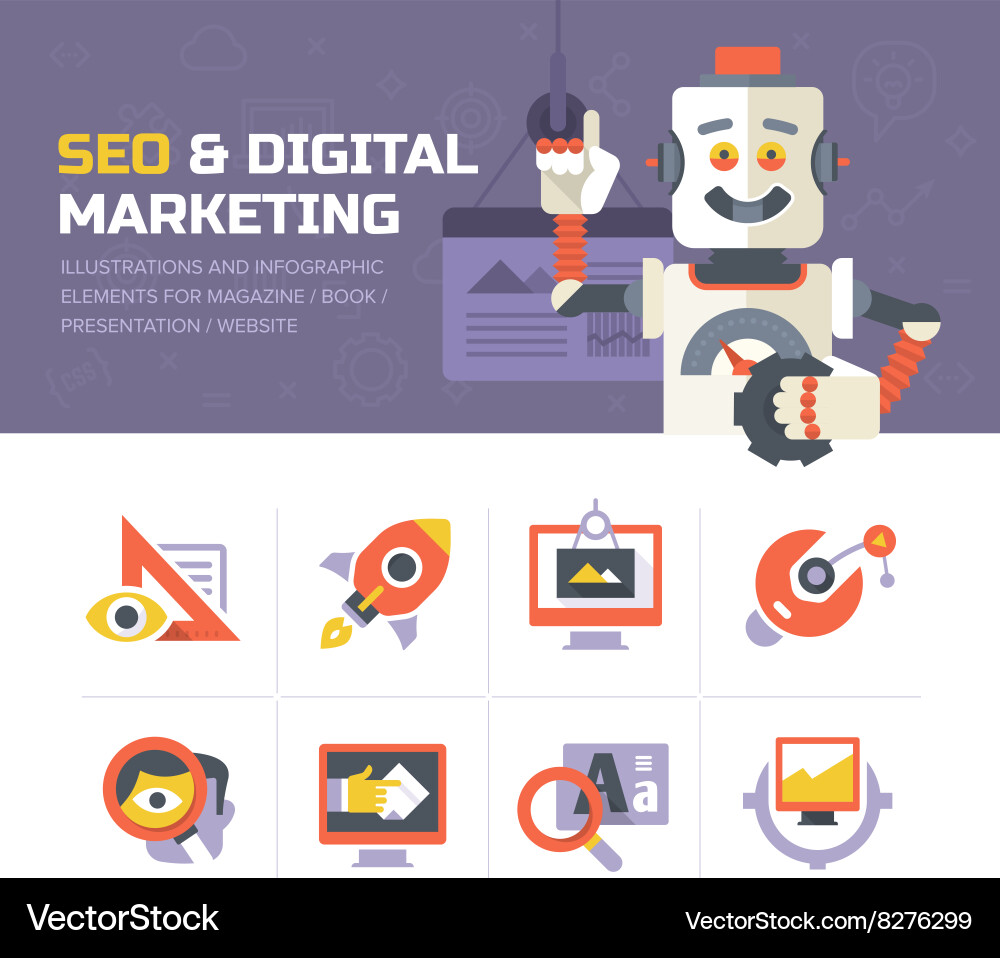 Digital Marketing Icons - SEO Royalty Free Vector Image