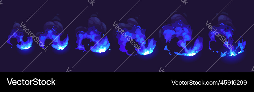 Explosion fire animation set on black background Vector Image