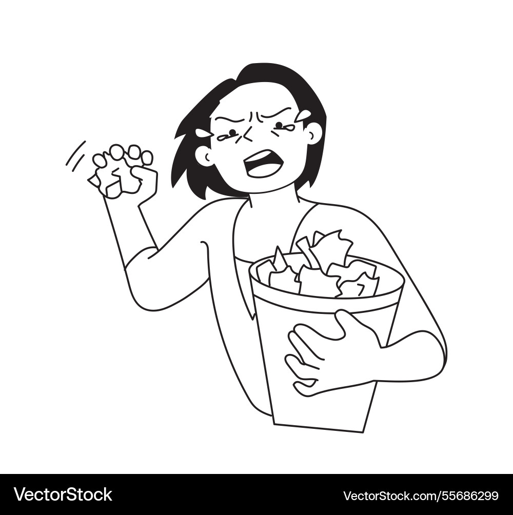 Extreme emotion expression crazy woman office Vector Image