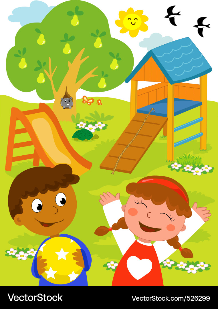 Kids at the playground Royalty Free Vector Image