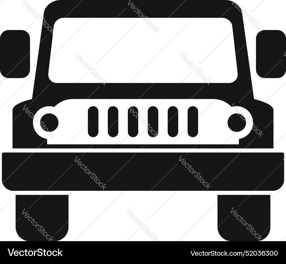 Black off road car front view standing out icon Vector Image