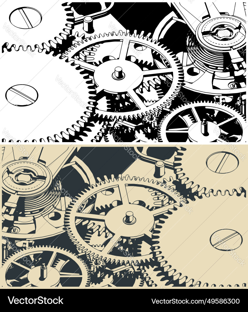 Clock mechanism close up Royalty Free Vector Image