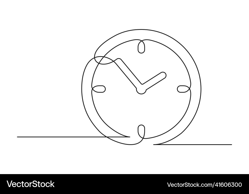 Continuous drawing of one line an clock Royalty Free Vector