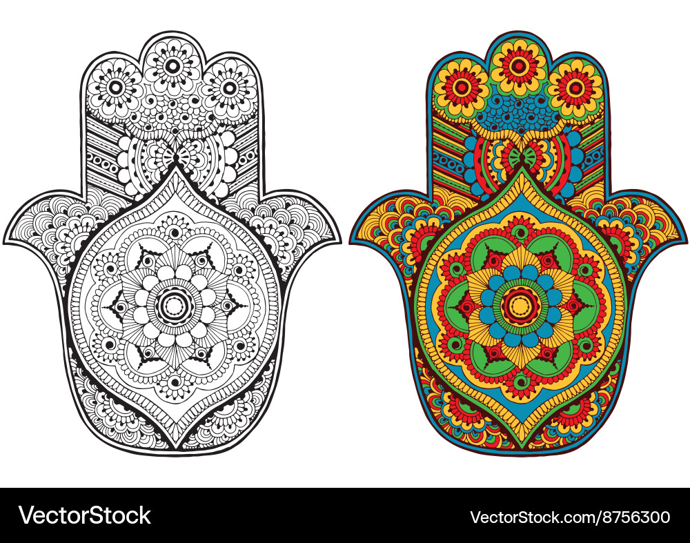 Hamsa decorated with patterns Royalty Free Vector Image