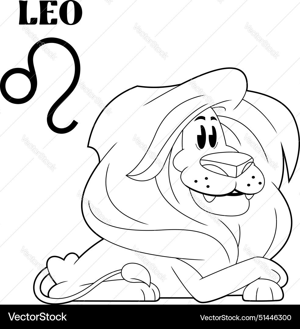 Outlined leo cartoon character horoscope Vector Image