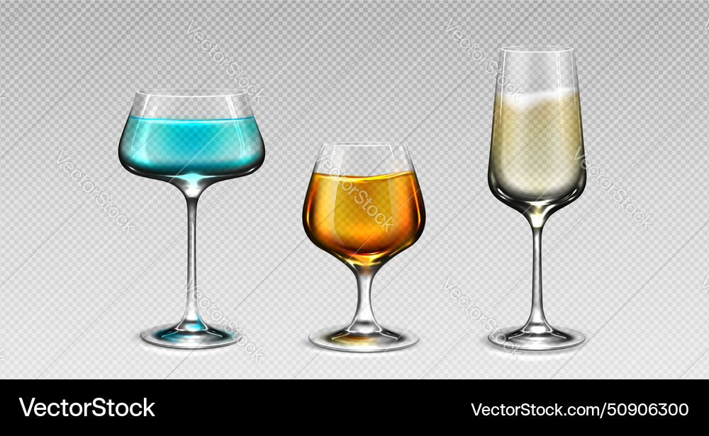 Realistic cocktail glass with alcohol drink Vector Image