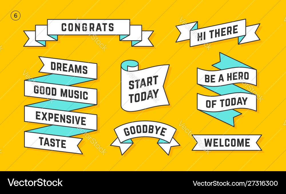 Ribbon banner set white Royalty Free Vector Image