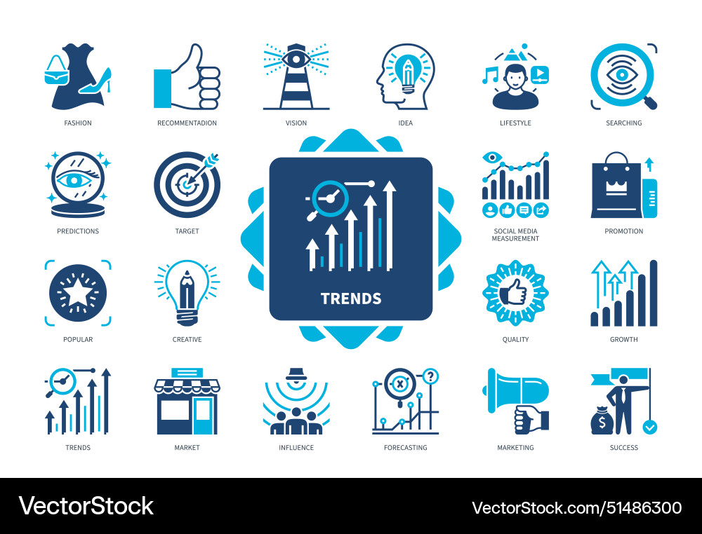 Trends solid icon set Royalty Free Vector Image