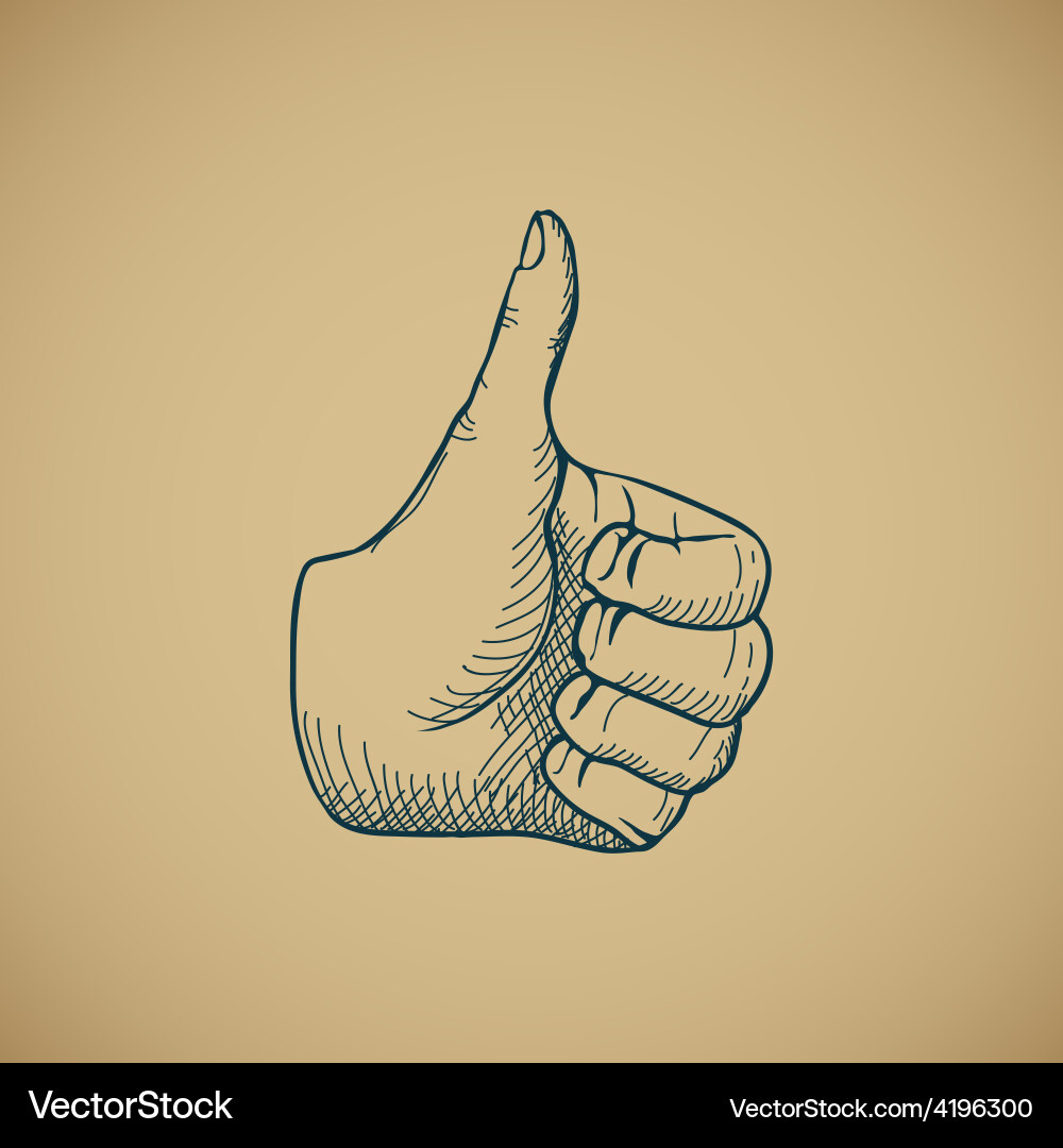 Vintage Thumbs Up Sketch Royalty Free Vector Image
