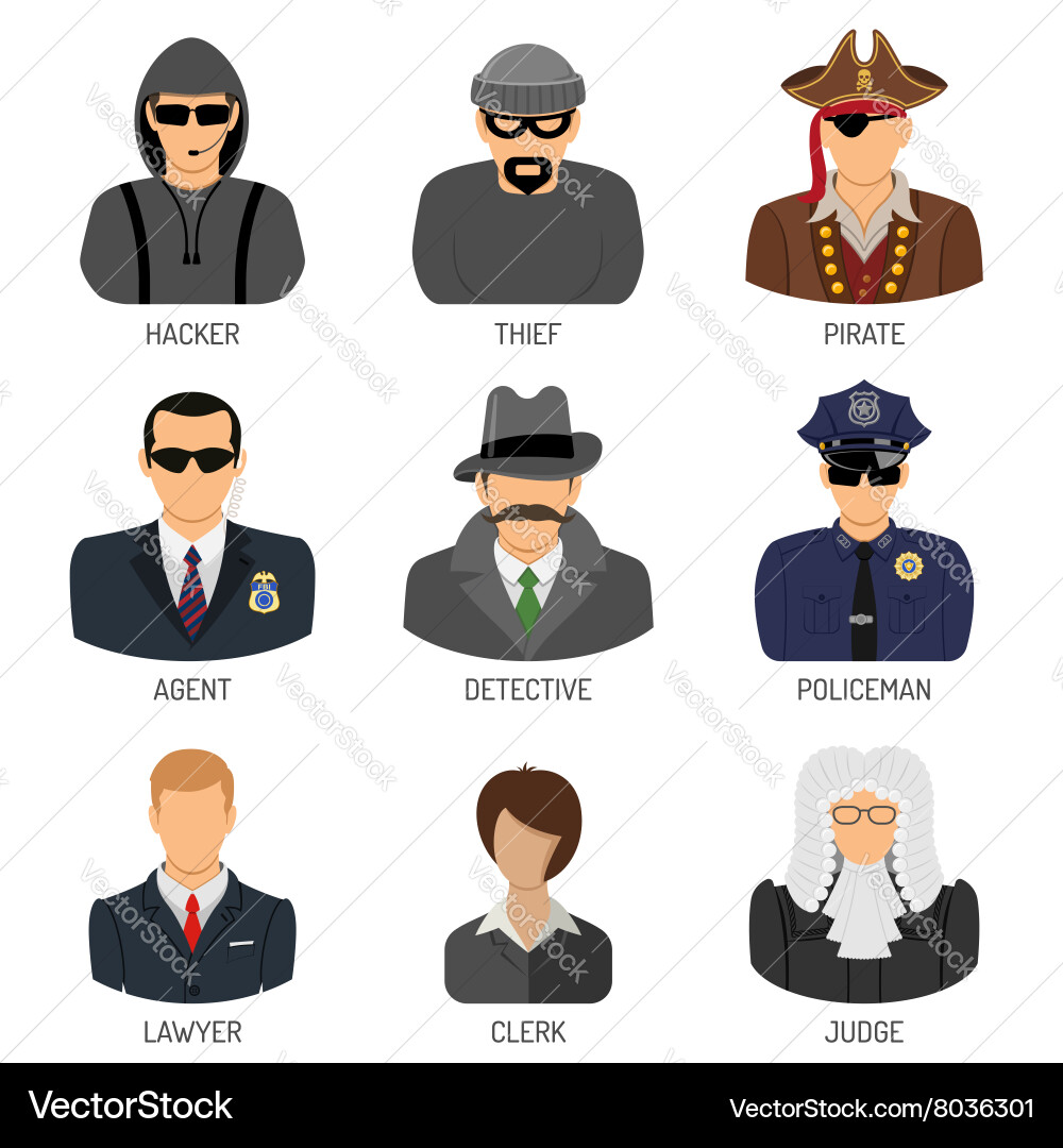 Criminal & Law Enforcement Icons Royalty Free Vector