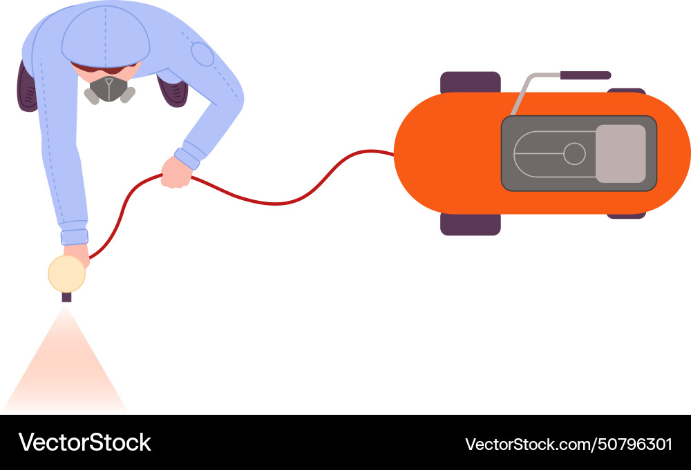 Industrial cleaner with spraying pressure wash Vector Image
