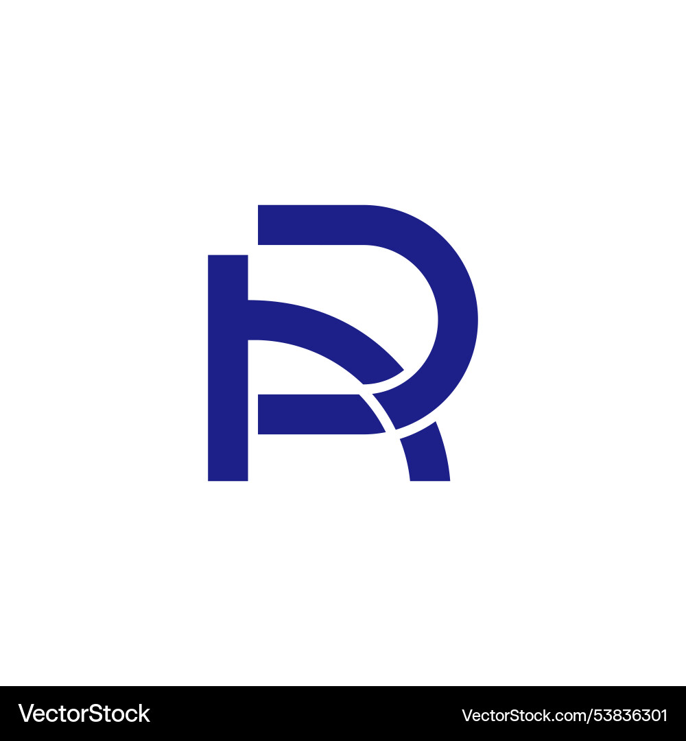 Letter ar linked geometric lines blue logo Vector Image