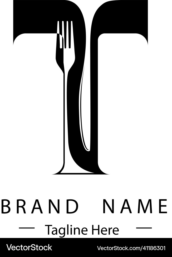 Letter t food logo design template Royalty Free Vector Image