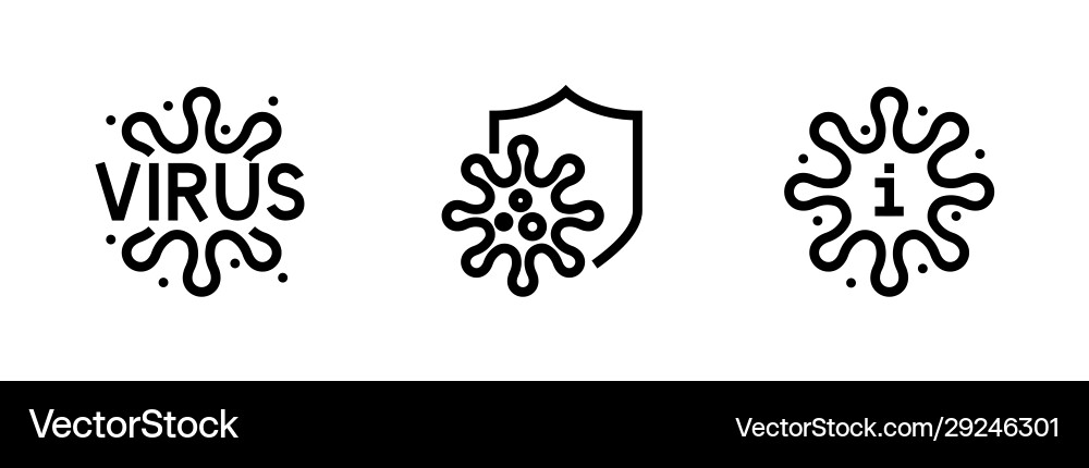 Microbe & Bacteria Icons - Editable Line Vector Image