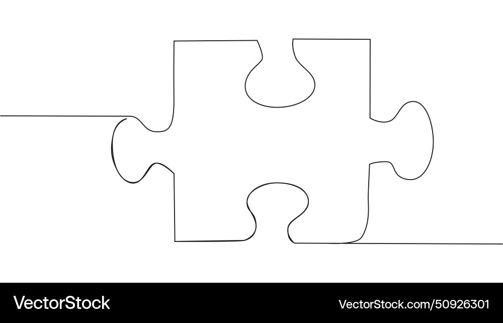 One line connecting puzzle pieces Royalty Free Vector Image
