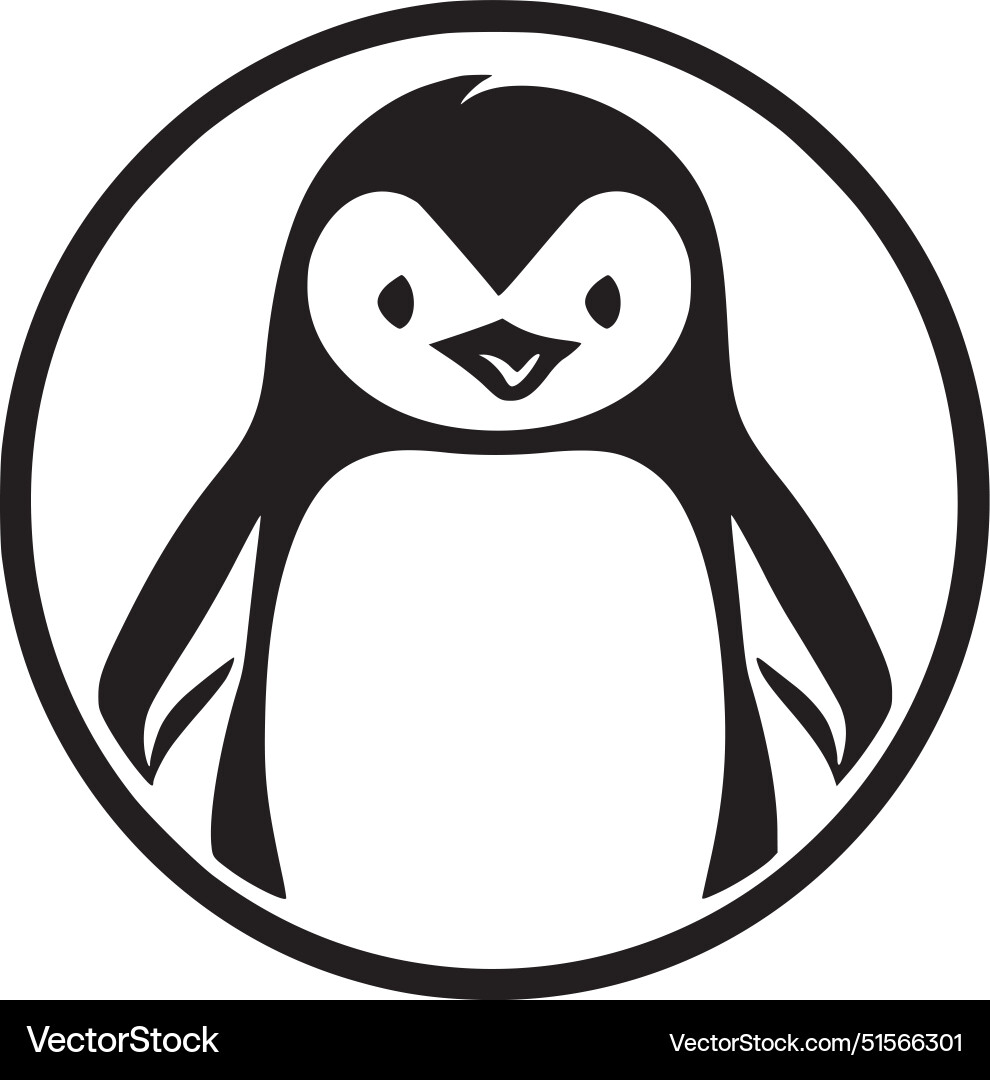 Penguin - minimalist and flat logo Royalty Free Vector Image