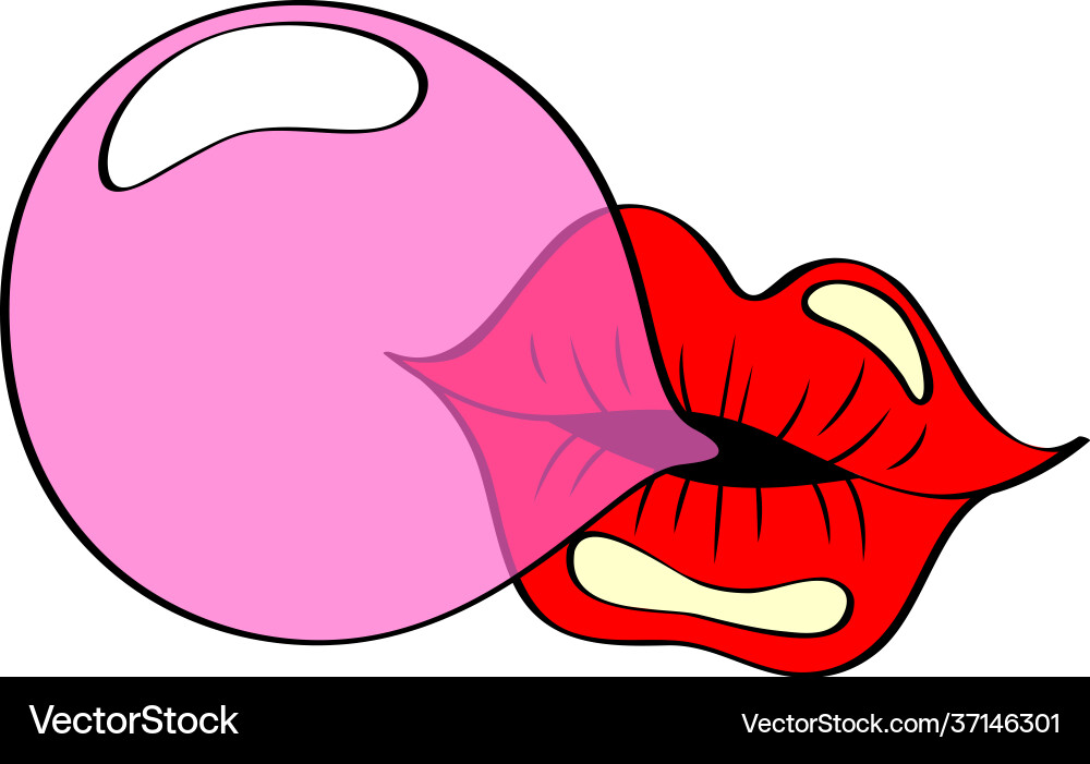 Pink Bubble Gum Lips Royalty Free Vector Image
