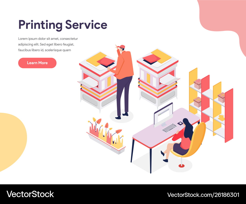 Printing service concept isometric design Vector Image
