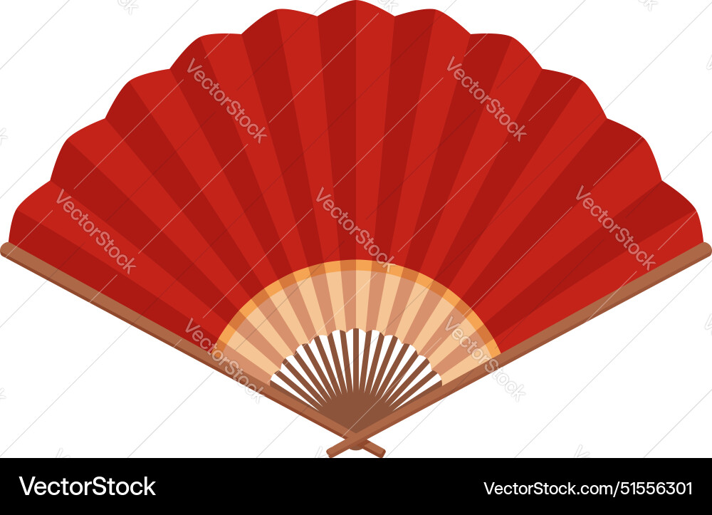 Red hand fan folded and displaying traditional Vector Image