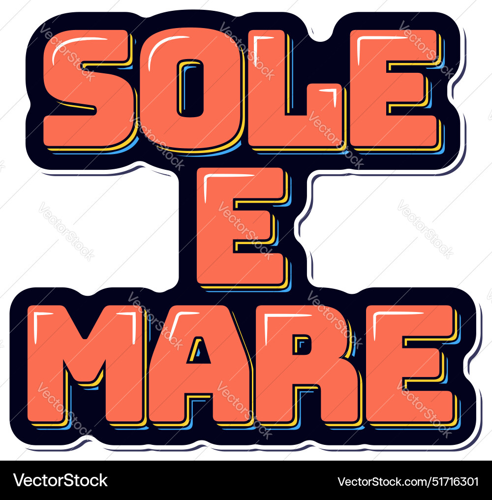 Sun and sea lettering design Royalty Free Vector Image