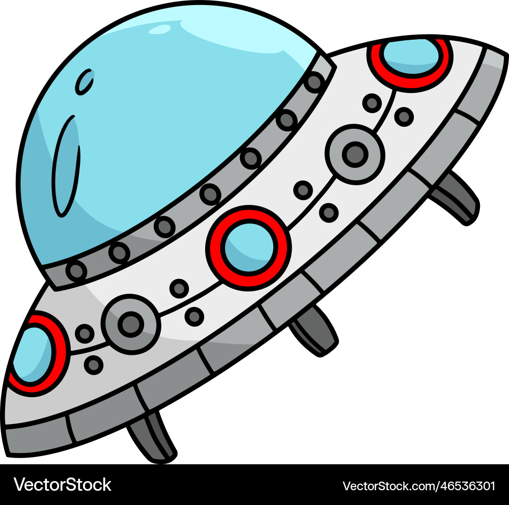 Ufo spaceship cartoon colored clipart Royalty Free Vector